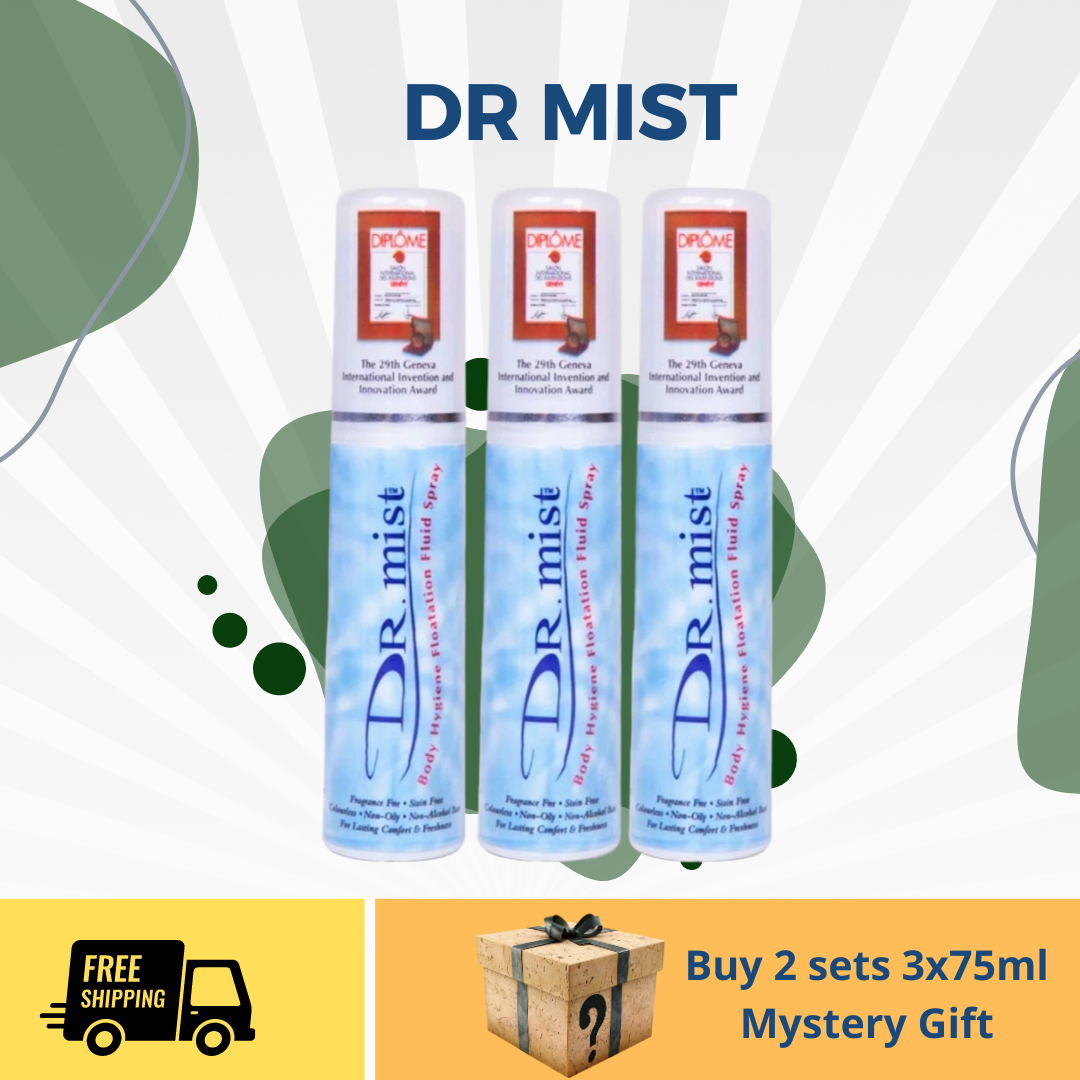 3 Bottle 75ml Dr Mist Natural Aluminum Free Deodorant Spray Removes ...