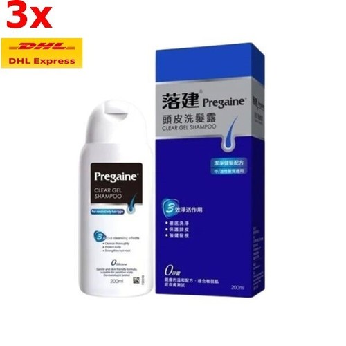 3 x Pregaine Clear Gel Shampoo Hair Loss Solution remove excess oil 200 ...