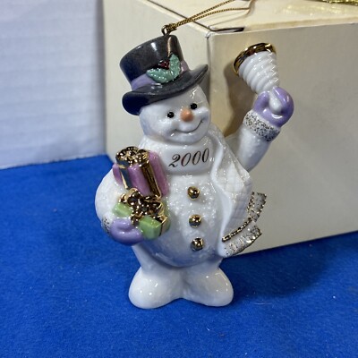 LENOX 2000 Annual SNOWMAN ORNAMENT Ringing In The New Year w Box | eBay