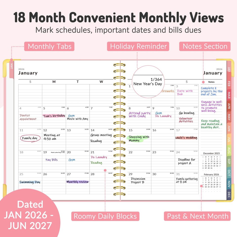 Forvencer Planner 2026-2027, 18 Month Weekly and Monthly 8.5" x 11 ...