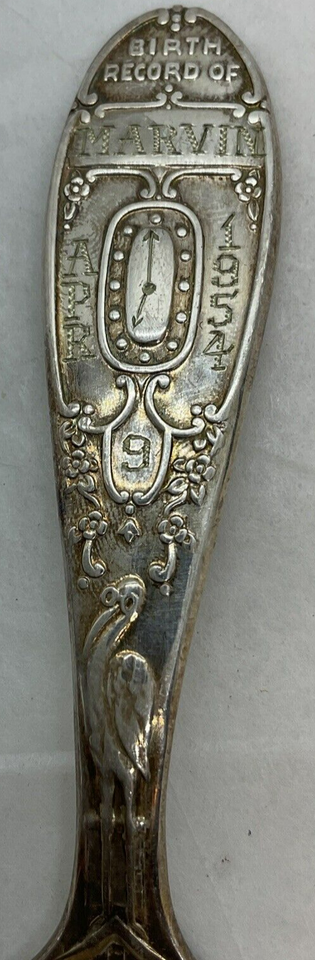 Vintage Birth Record Wm Roberts Baby Spoon April 9 1954 Marvin ...