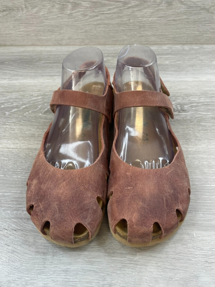 Bionatura Women's Sandal Mary Jane Distressed Leather Footbed 8 Brown ...