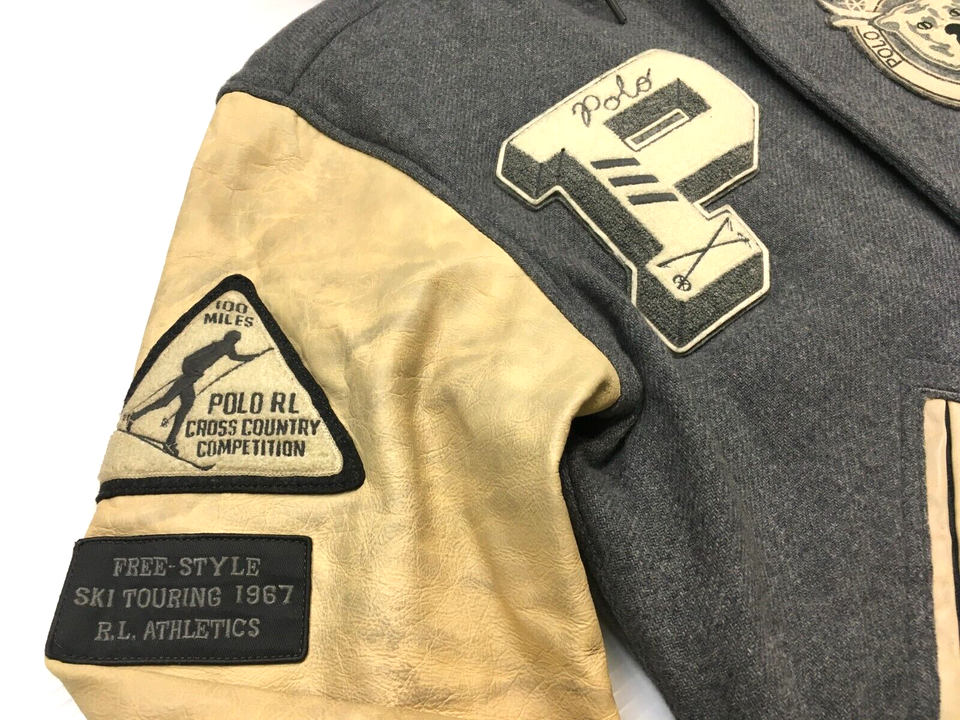 Polo Ralph Lauren Bear Wool Leather Ski P Varsity Letterman Preppy ...