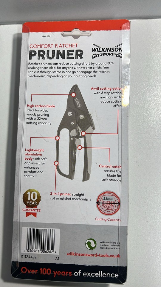 Wilkinson Sword 1111244W Comfort Ratchet Pruner Secateurs 709202933610 ...