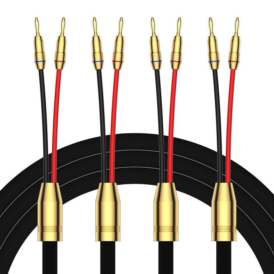 2pc OFC Copper Conductor Wire with Banana Plug HIFI Surround Sound ...