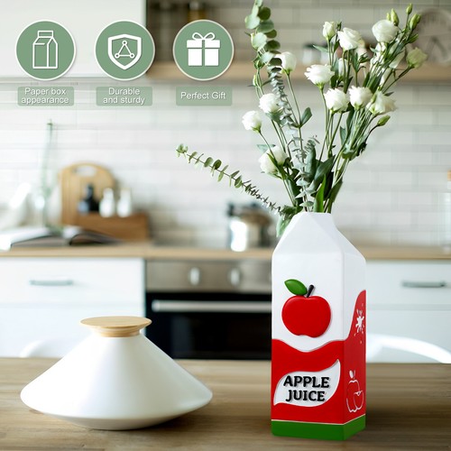 Flower Vase Creative Vintage Juice Box Shape Vase Decorative Colorful ...