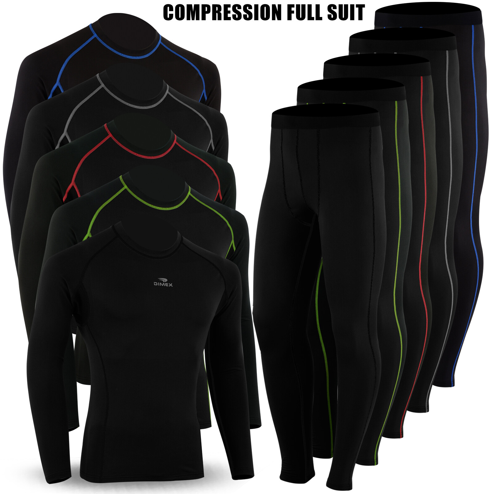 Mens Compression Winter Thermal Base Layer Under Full Suit Tights Shirt ...