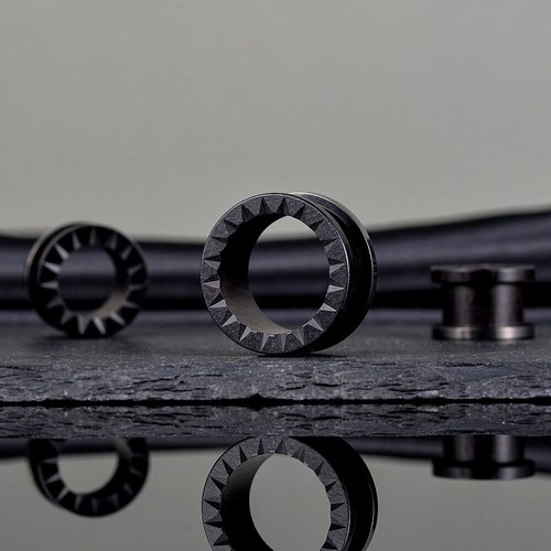 BLACK SPIKE Wood Ear Tunnels Piercing Jewellery Timber Plugs TU272 ...