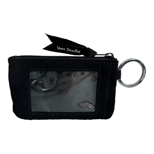 Vera Bradley Black Microfiber Zip ID Case Mini Wallet ID, Cards, Cash ...
