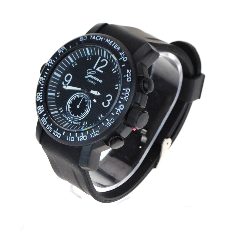 Geneva Mens Water Resistant Stainless Rubber Silicon Band Sporty Wrist ...