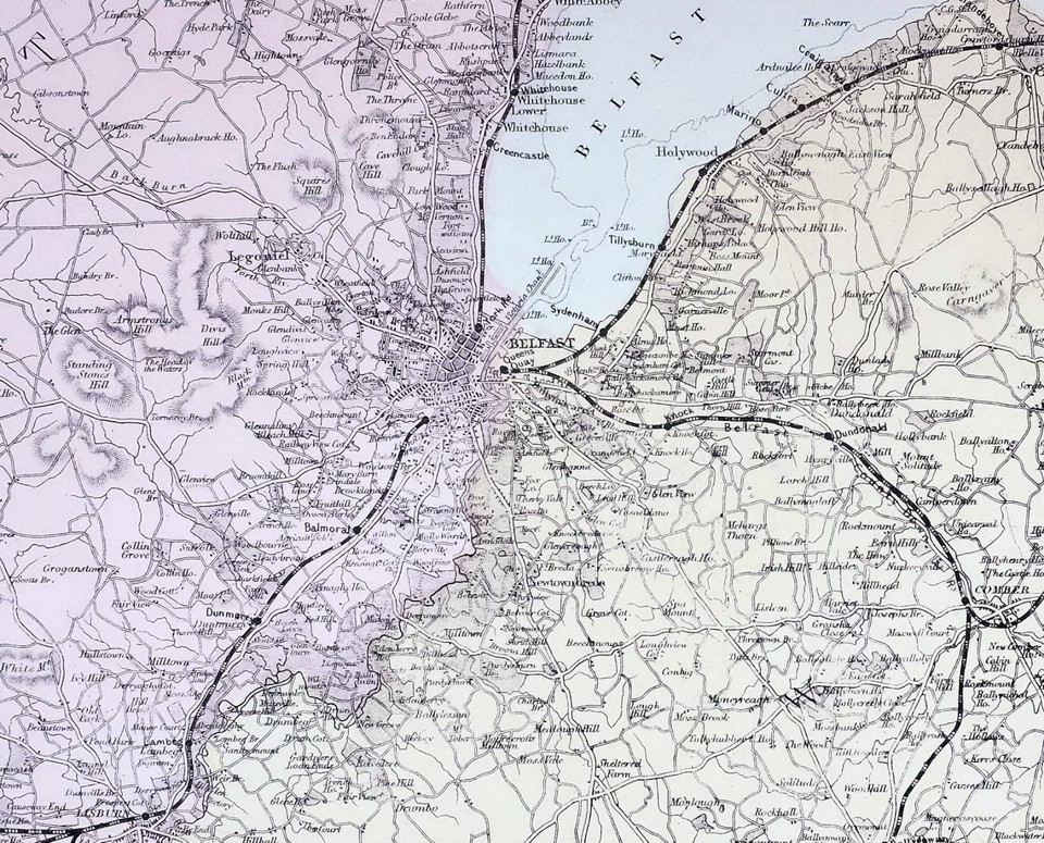 1883 MAP ENVIRONS BELFAST COMBER NEWTOWN ARDS TEMPLEPATRICK GLENAVY | eBay