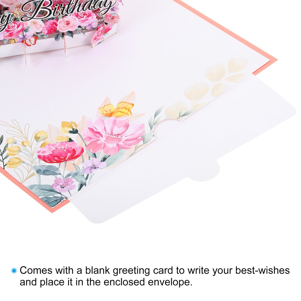 70th Card Pop-Out Card 3D Flower Butterflies Greeting Card and Envelope ...