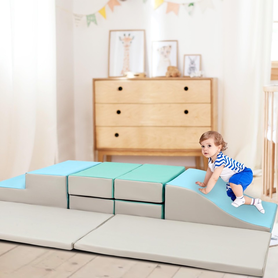 10-Piece Foam Climbing Blocks, PU Leather Toddler Climbing Toys ...