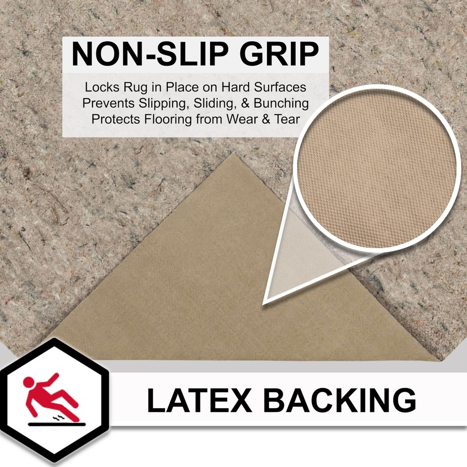 8' Square Non Slip Rug Pad Gripper 1/4 Thick Dual Surface Felt + Rubber ...