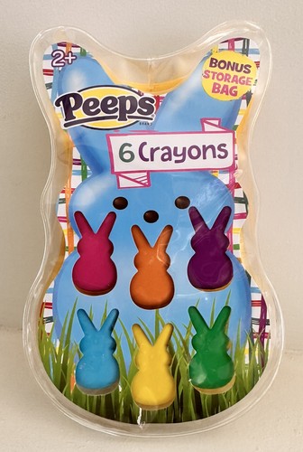 Peeps Bunny Shaped Crayons 6 pk w/Storage Bag Easter 2023 | eBay