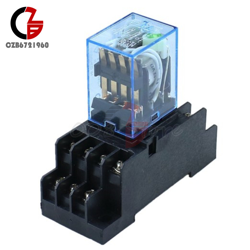 MY4NJ 12V/24V/110V/220V Coil Power Relay / DIN Rail Mounted Base 14 Pin ...