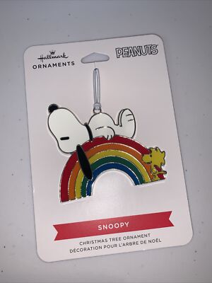 Hallmark Peanuts Snoopy Woodstock Rainbow Metal Ornament/Backpack Clip ...