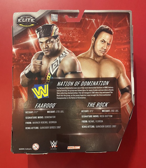 2015 WWE WWF Mattel The Rock Faarooq Nation Elite Wrestling Figures MOC ...
