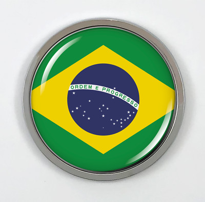 Emblem Car Sticker Chrome ROUND Bezel - Brazil Flag | eBay