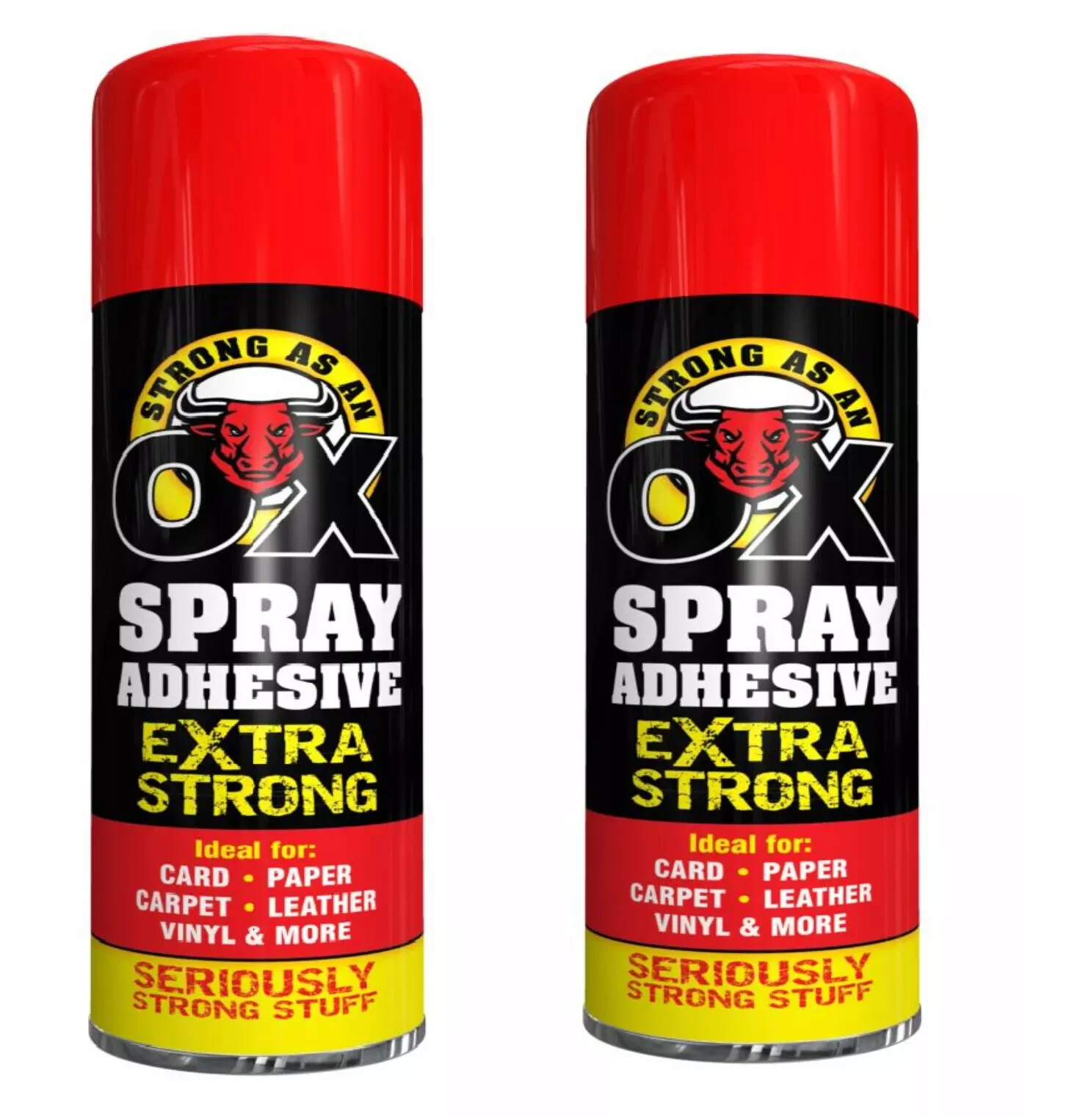 2 x Strong as an Ox Spray Adhesive Spray Vinyl Carpet Leather ...