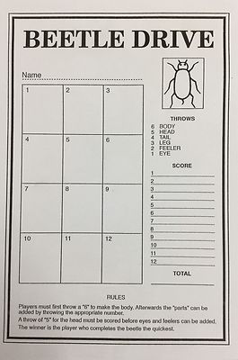 BEETLE DRIVE GAME CARDS PACK OF 50 - GREAT FUN TRADITIONAL FAMILY GAME ...