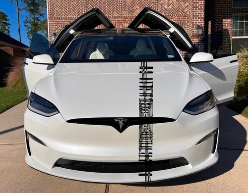 Tesla Model X 2015-2024 Custom PLAID LOGO STYLE Front END Stripe Decal ...