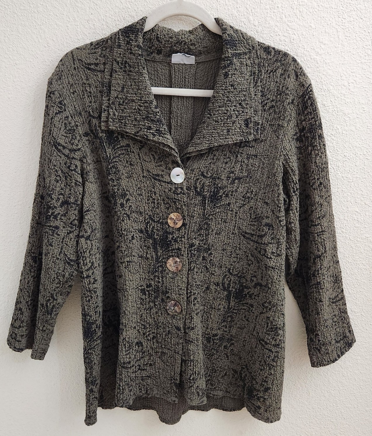Habitat Green & Black Puckered Double Collared Long S… - Gem