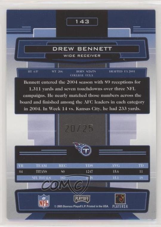 2005 Playoff Absolute Memorabilia Spectrum Gold /25 Drew Bennett #143 | eBay