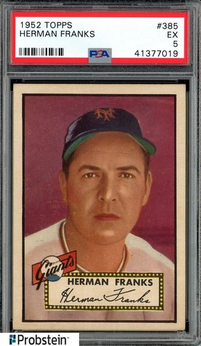 1952 Topps #385 Herman Franks New York Giants PSA 5 EX High Number | eBay