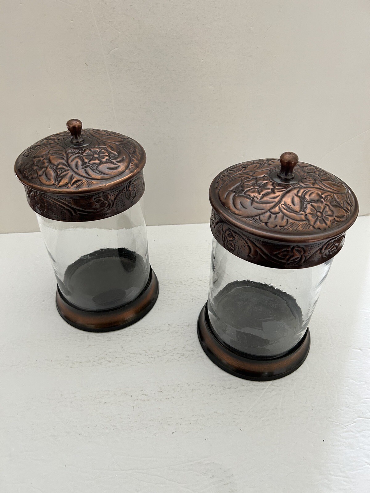 Set of 2 Glass Jars with Copper Painted Cover | eBay