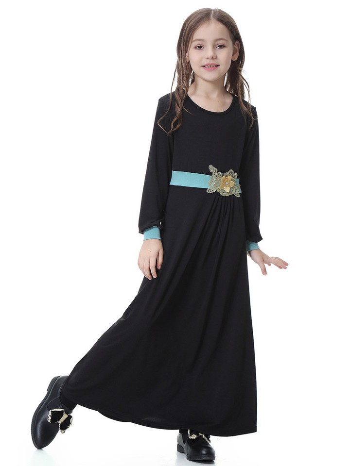 Muslim Child Girls Abaya Long Dress Burka Prayer Maxi Kaftan Robe Arab ...