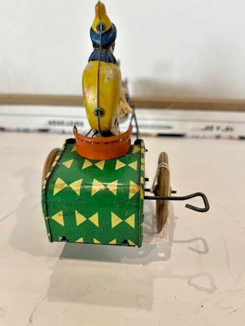 2257 - Vintage 1950's Lehman Russian Wind-Up Tin Zebra Pulling Clown on ...