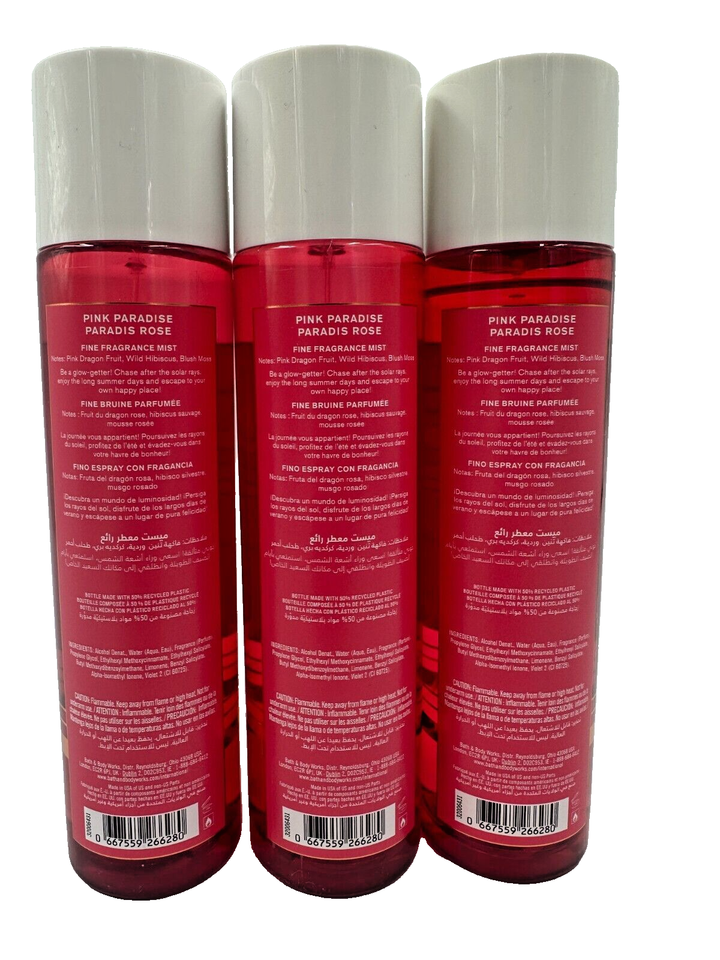 Bath & Body Works LOT 3 Pink Paradise Fragrance Mist Spray 8 oz ...
