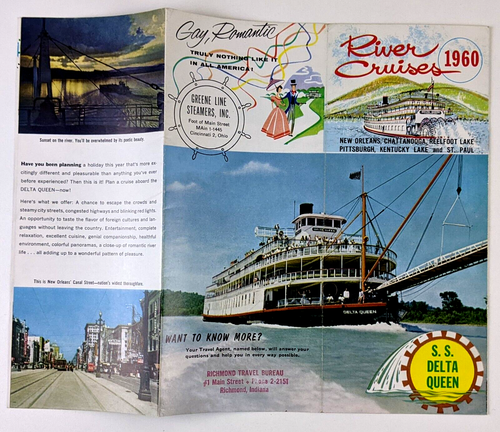 1960 SS Delta Queen River Cruises Greene Line Steamer VTG Brochure ...