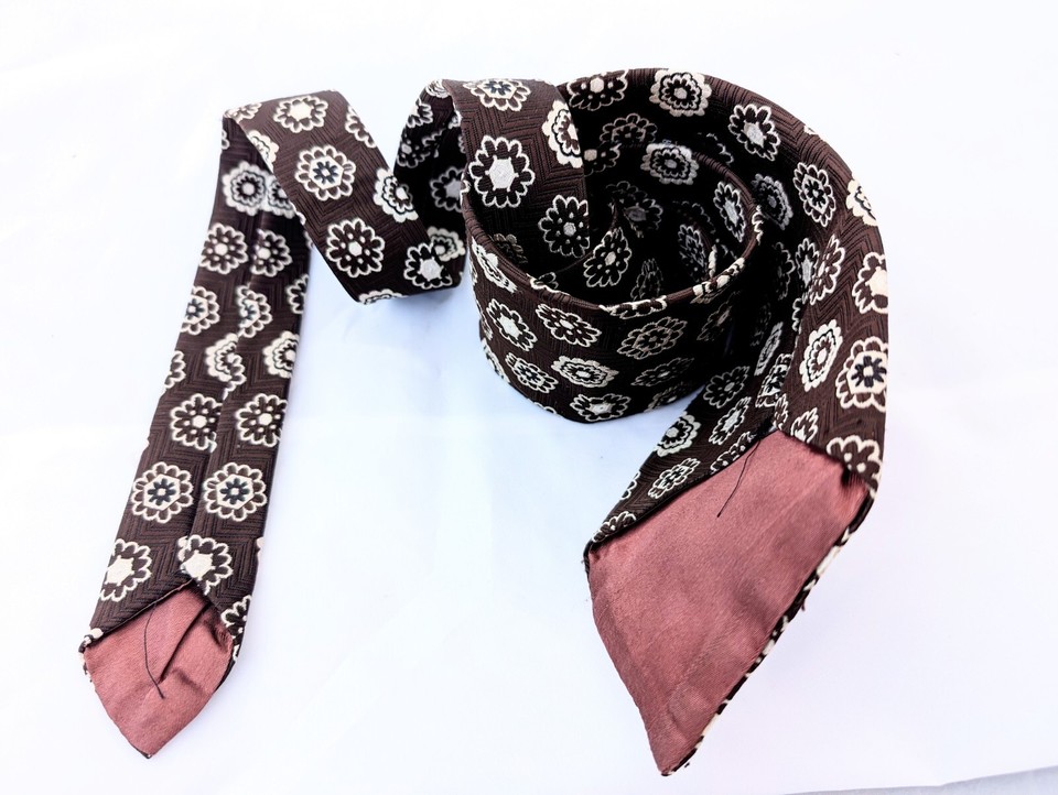 Vintage Men's Brown Kipper Tie, Original 60s Retro Floral Northern Soul ...