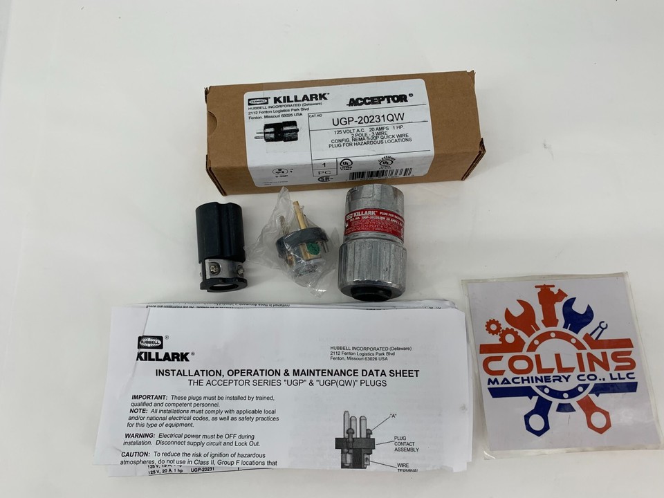 NEW Hubbell Killark UGP-20231QW Acceptor Explosionproof Plug 125V 20A ...