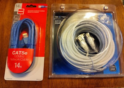 Lot of 2 Brand New CAT5E Ethernet Network Cables. 1 x 25 ft. 1 x RCA 14 ...