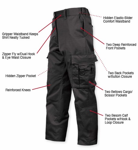 ROTHCO 3823 Deluxe Black EMT & EMS MENS Cargo BDU Uniform Pants SIZE 30 ...