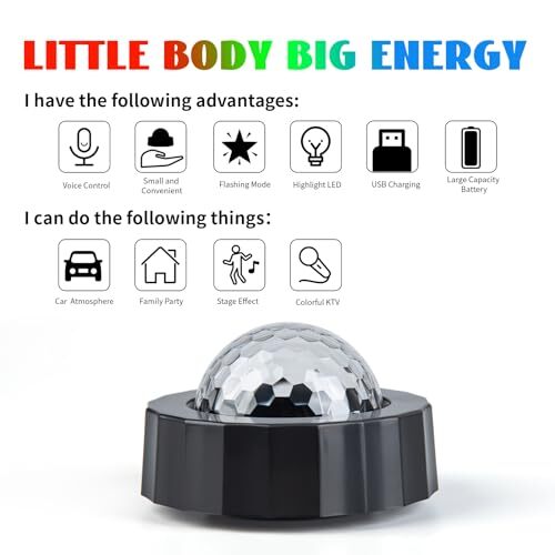 Car Disco Ball for Car Disco Light Rechargeable Battery Mini Disco Ball ...
