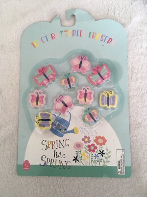 NEW Sealed Target 10ct Butterfly Erasers Spring Has Sprung 5 Assorted ...