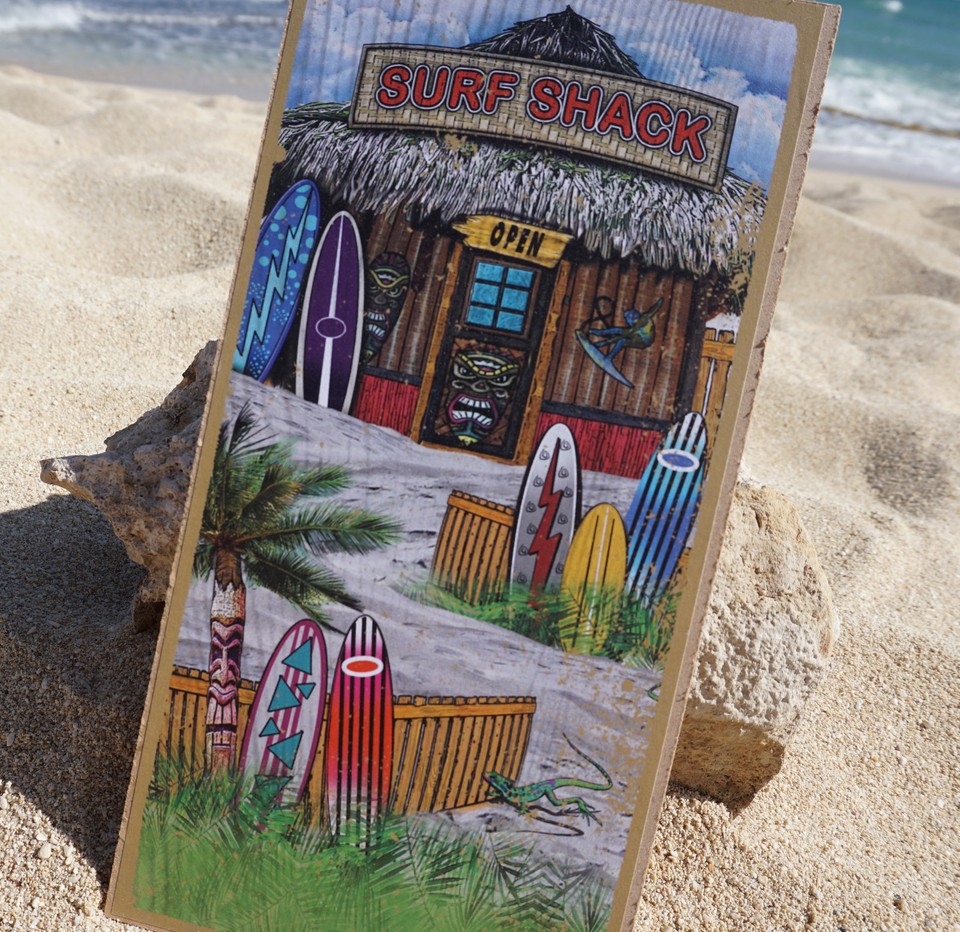 Surf Shack Tiki Hut Sign Surfing Surfboard Tropical Island Beach Home ...