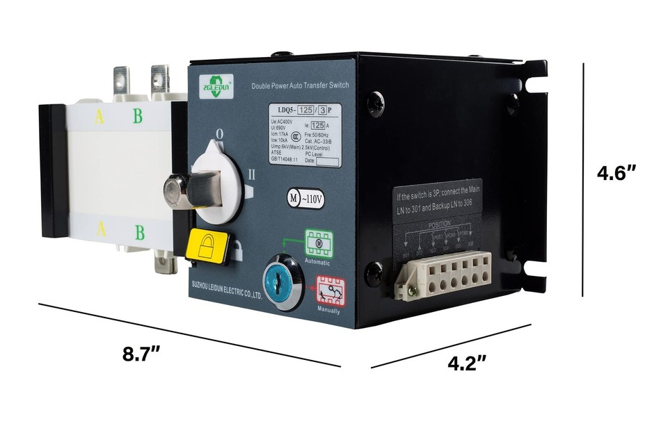 110V AC Automatic Transfer Switch 50/60HZ Dual Electronic Power ...