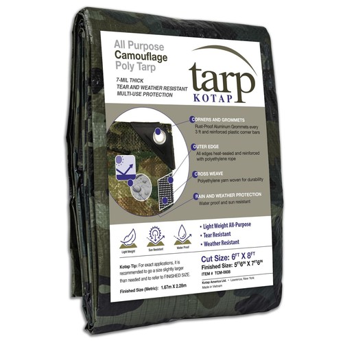 6 x 8 Ft. All-Purpose Multi-Use 7-mil Poly Tarp, Camouflage, Multi-Use ...