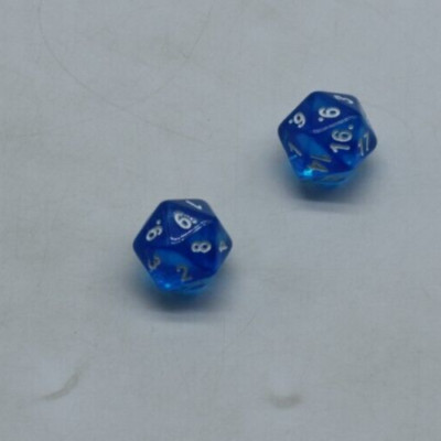 Sirius Dice 2 D20 Translucent Blue with White pips (2 D20 LOT) FAST ...