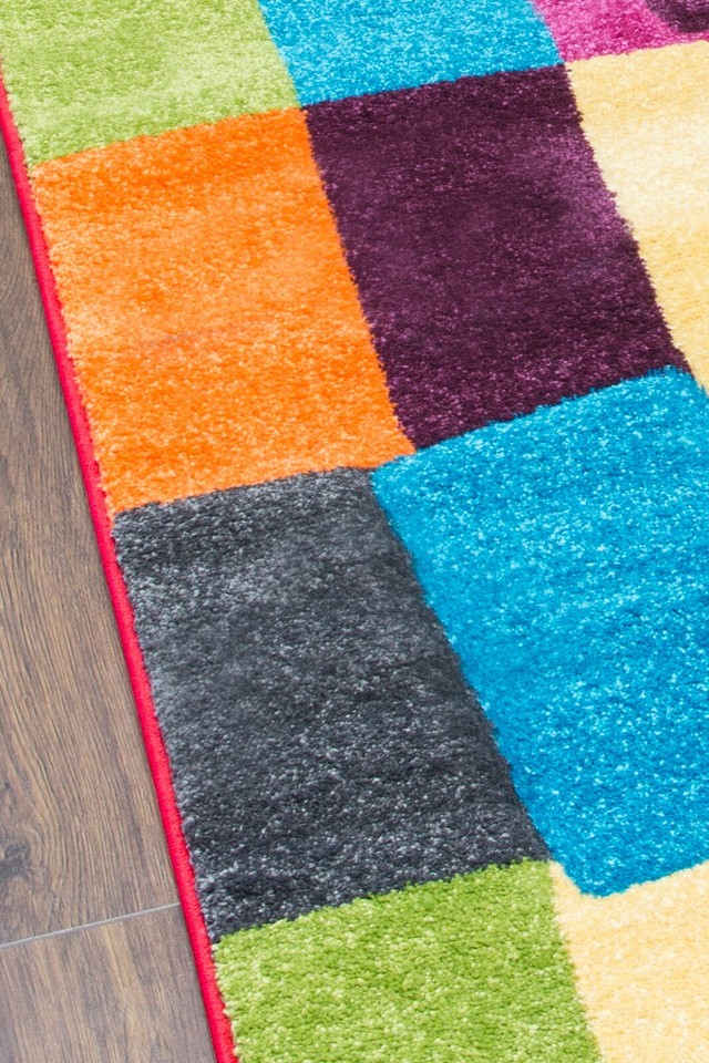 Multi Coloured Rugs Runners Carpet Rainbow Design Mat Hand Carved ...
