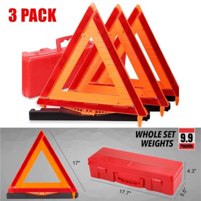 Emergency Warning Triangle DOT Approved Reflective Safety Roadside Kit ...