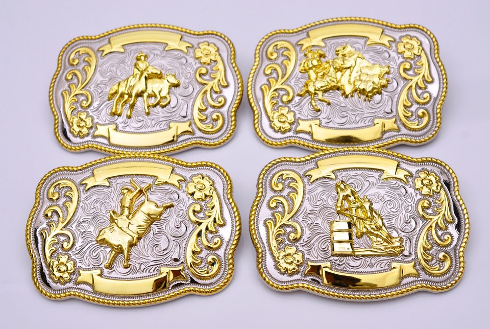 Texas Long Huge Ride Rodeo Cowboy Western Barrel Racing Gold Shine Belt ...