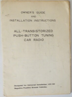 All-Transistorized Push-Button Tuning Car Radio Installation Guide ...