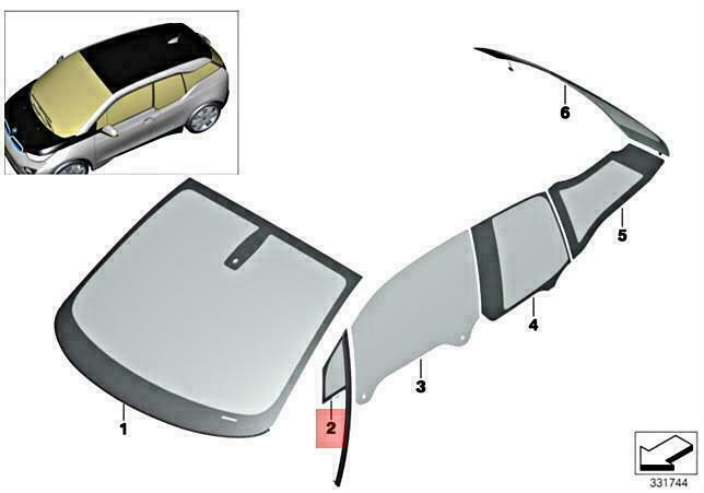 BMW I I3 I3S I01 SIDE WINDOW GREEN FIXED DOOR FRONT LEFT 51357289041 NO ...