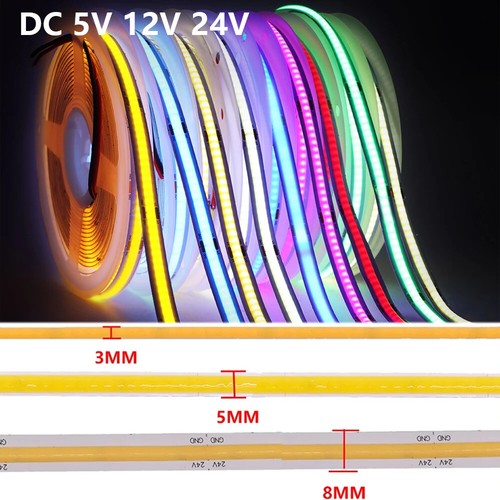 COB LED Strip 5V 12V 24V High Brightness 320LEDs/m COB LED Tape 3mm 5mm ...